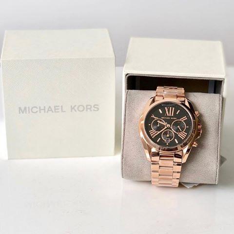 นาฬิกาข้อมือผู้หญิง Michael Kors Black Dial Rose Gold Color Watch รุ่น ...