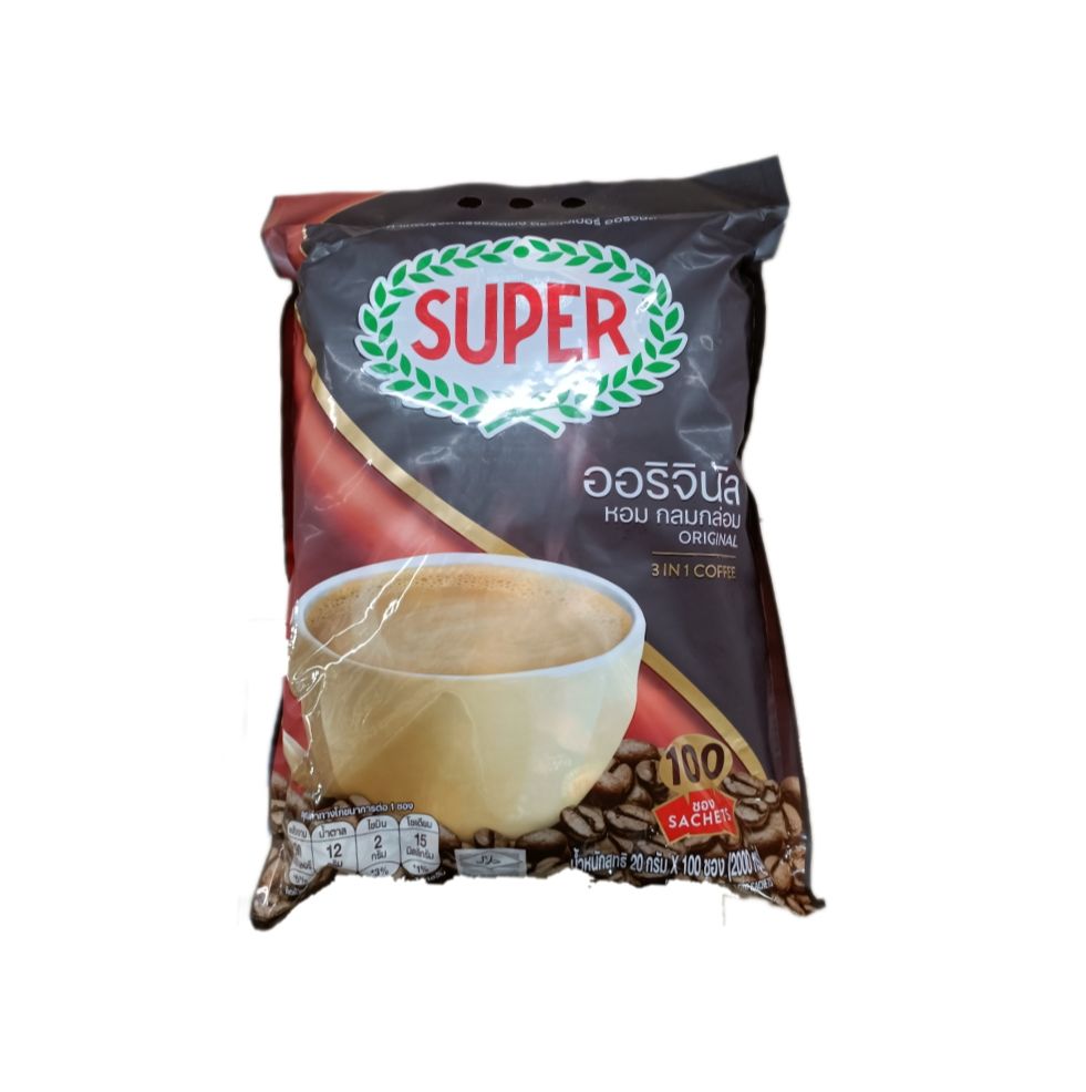 SUPER Instant Coffee 3in1 ซุปเปอร์กาแฟ ออริจินัล 3 อิน 1 แบบ 100 ซอง เก็บในที่แห้งและเย็น ขนาด ...