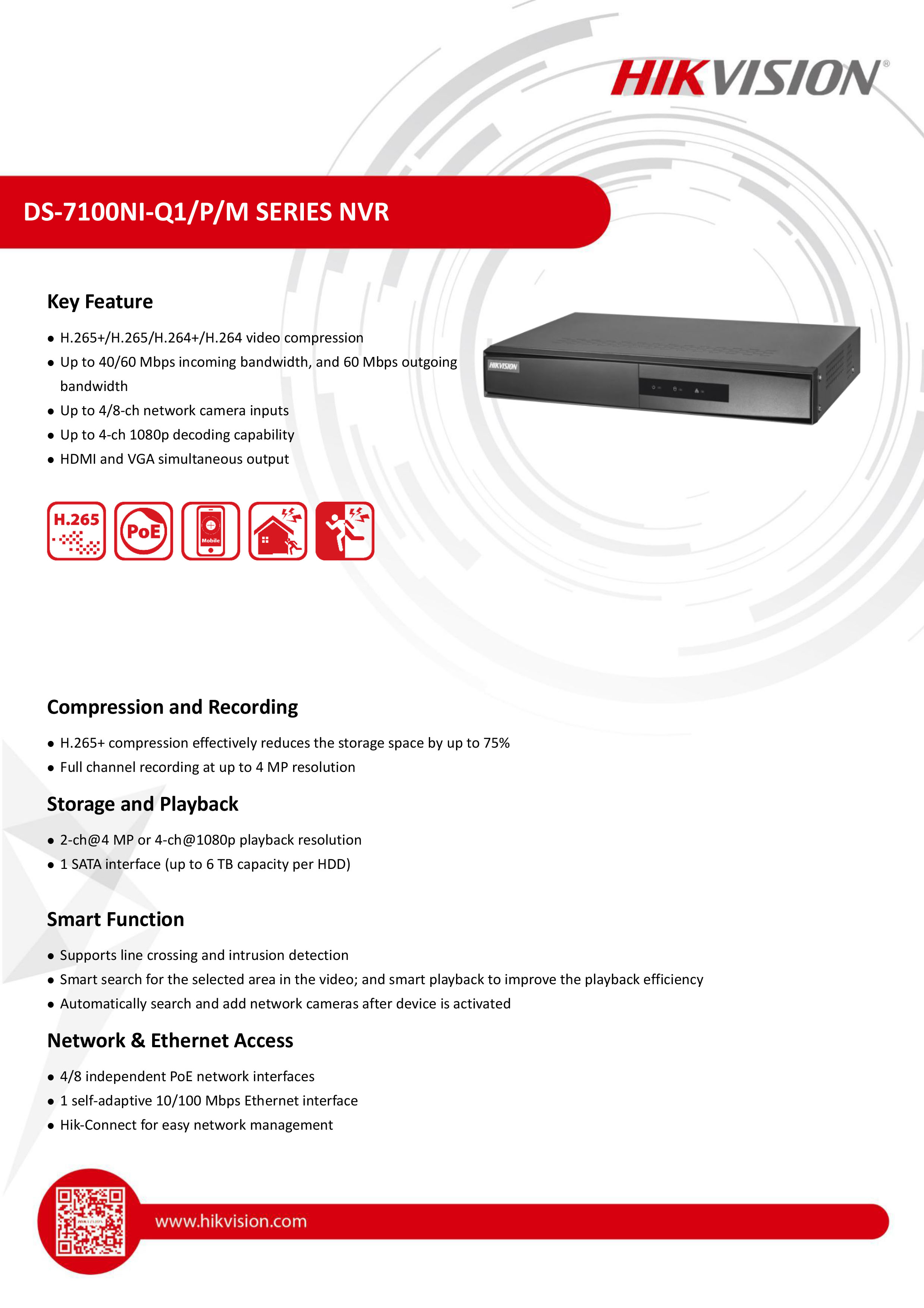 ชุดกล้อง IP 8 ตัว HIKVISION 4MP เครื่องNVR POE DS-7108IN-Q18PM กล้อง DS-2CD1043G0E-I (2.8mm ...