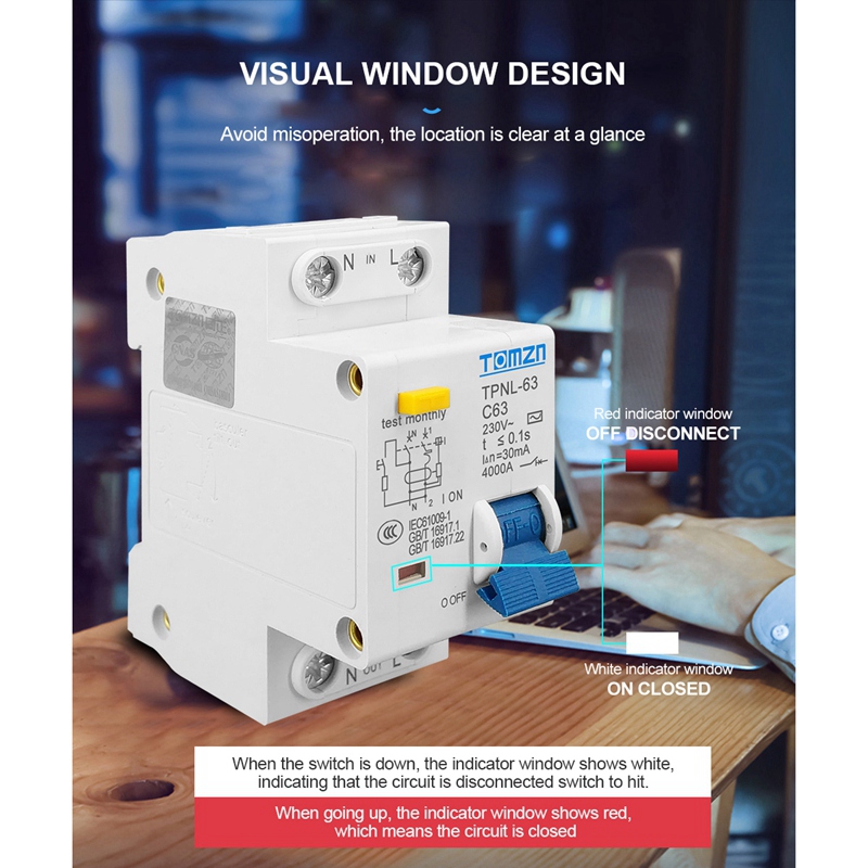 TOMZN TPNL DPNL 230V 1PN Residual Current Circuit Breaker with over and Short Current Protection ...