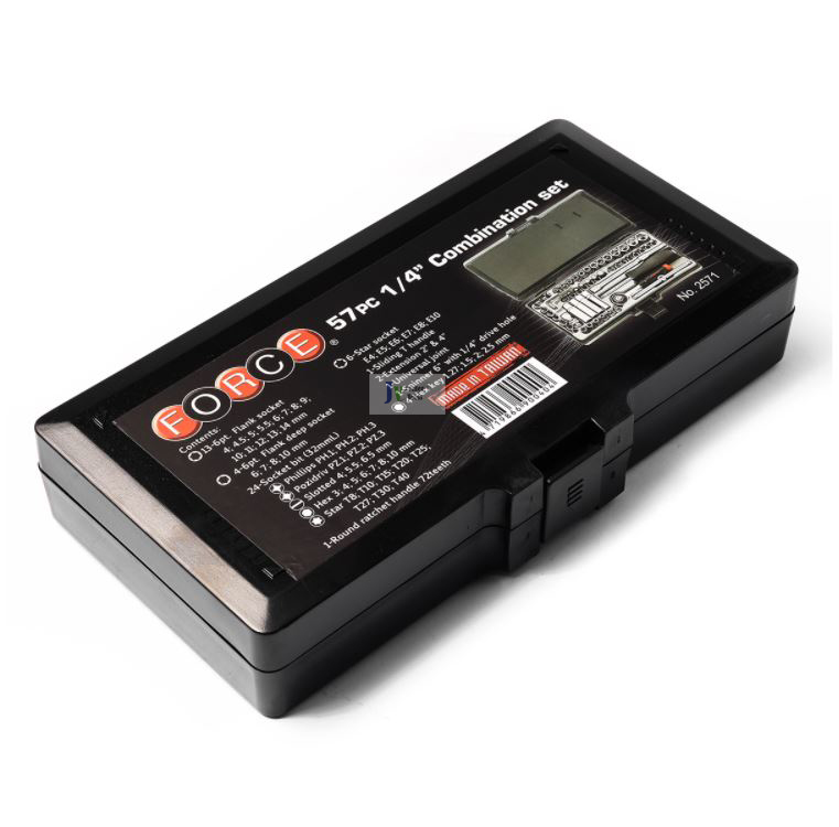 Force 2571 ชุดลูกบ๊อกซ์ 6เหลี่ยมขนาด 1/4" 57ชิ้น (4, 4.5, 5, 5.5, 6, 7 ...