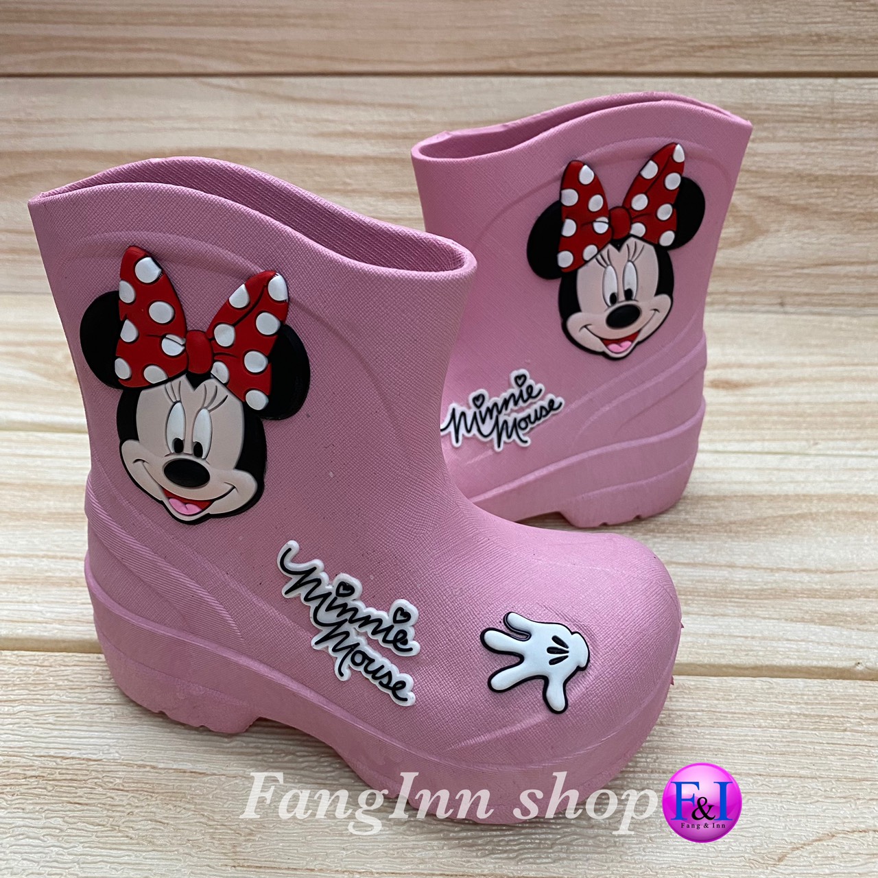 รองเท้า บู๊ท เด็กหญิง ลายMinnie Mouse BMN-02 (15-21) สีชมพูบานเย็น ...