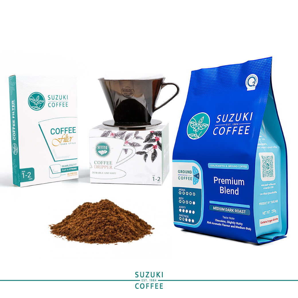 ชุดกาแฟดริป SUZUKI COFFEE คั่วเข้ม Premium Blend - SUZUKI COFFEE - ThaiPick
