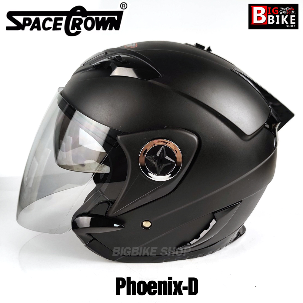 หมวกกันน็อคเต็มใบเปิดหน้า SPACE CROWN Open Face รุ่น PHOENIX-D มีแว่น 2 ...