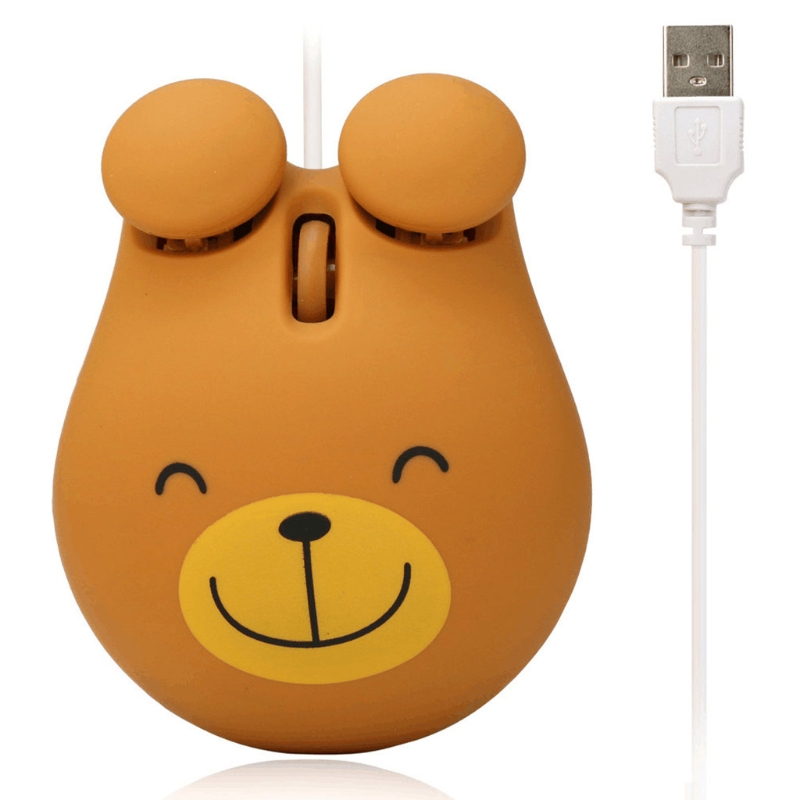 Brown Bear Shaped Wired Mice Portable Corded Optical Gaming Mouse ...