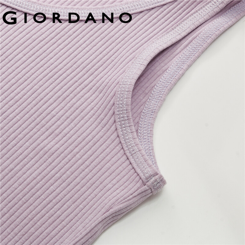 GIORDANO Women Tanks Slim Stretchy Ribbed Texture Casual Tanks Crewneck ...