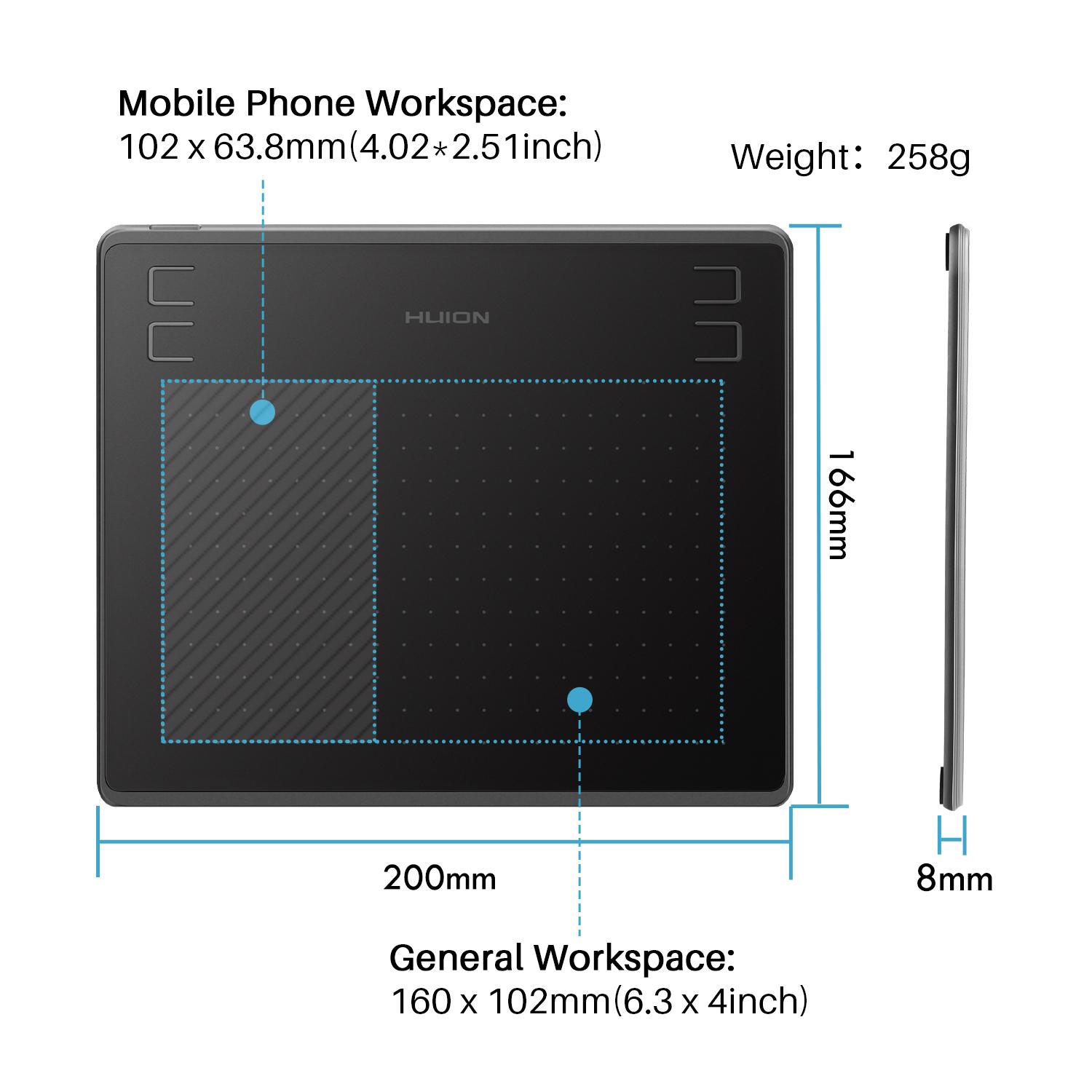 Huion HS64HS64 Chips Digital Graphics Tablets OSU Drawing Tablet with 8192 Battery-Free Stylus ...