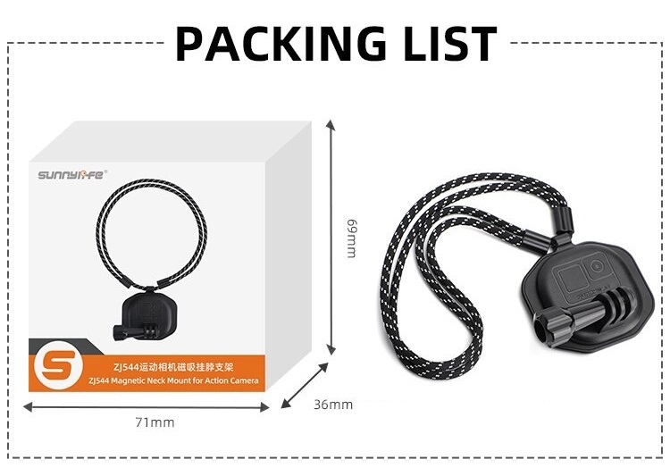 Sunnylife Magnetic Action Camera Neck Mount Chest Body Camera Necklace ...