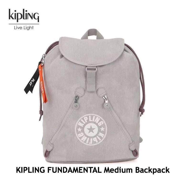 KIPLING FUNDAMENTAL Medium Backpack กระเป๋าเป้สะพายหลัง วัสดุDenim ...