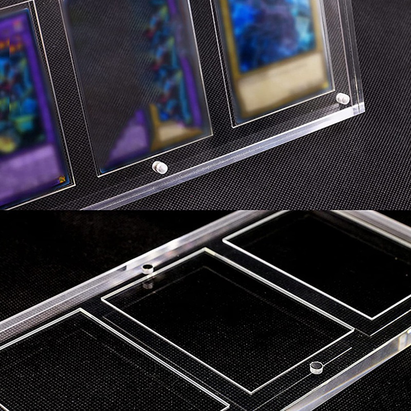 Acrylic Three-Frame Card Holder Magnetic Transparent Card Display Stand ...