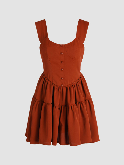 Cider Solid Layer Mini Dress - Cider - ThaiPick