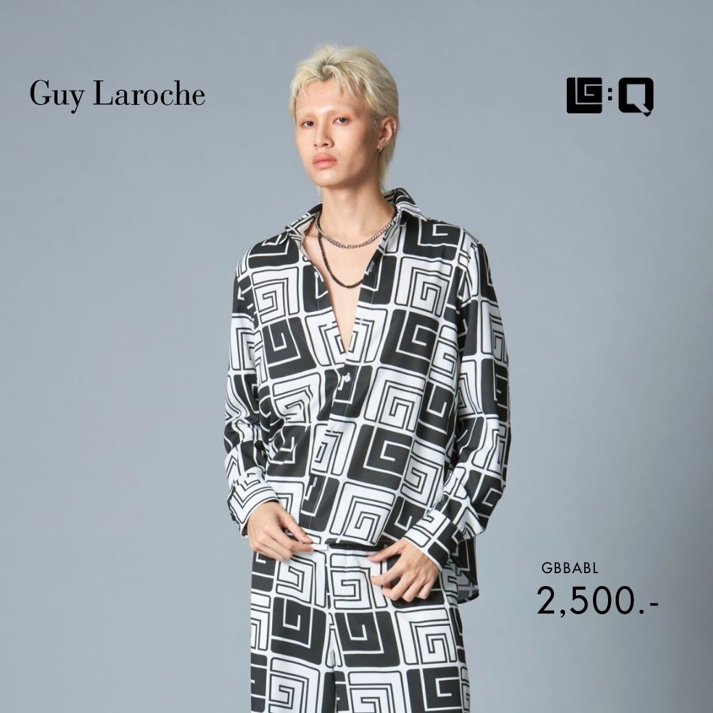 Guy Laroche Shirt Guy Laroche Black Logo เสื้อเชิ๊ต แขนยาว สีดำขาว ...