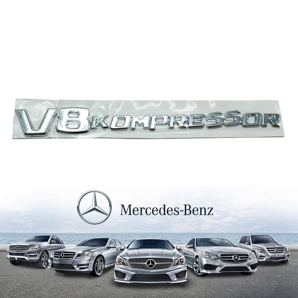 Logo โลโก้ จำนวน 1 ชิ้น ชุบ โครเมียม benz v8 kompressor เบนซ์ วี8 4 ...