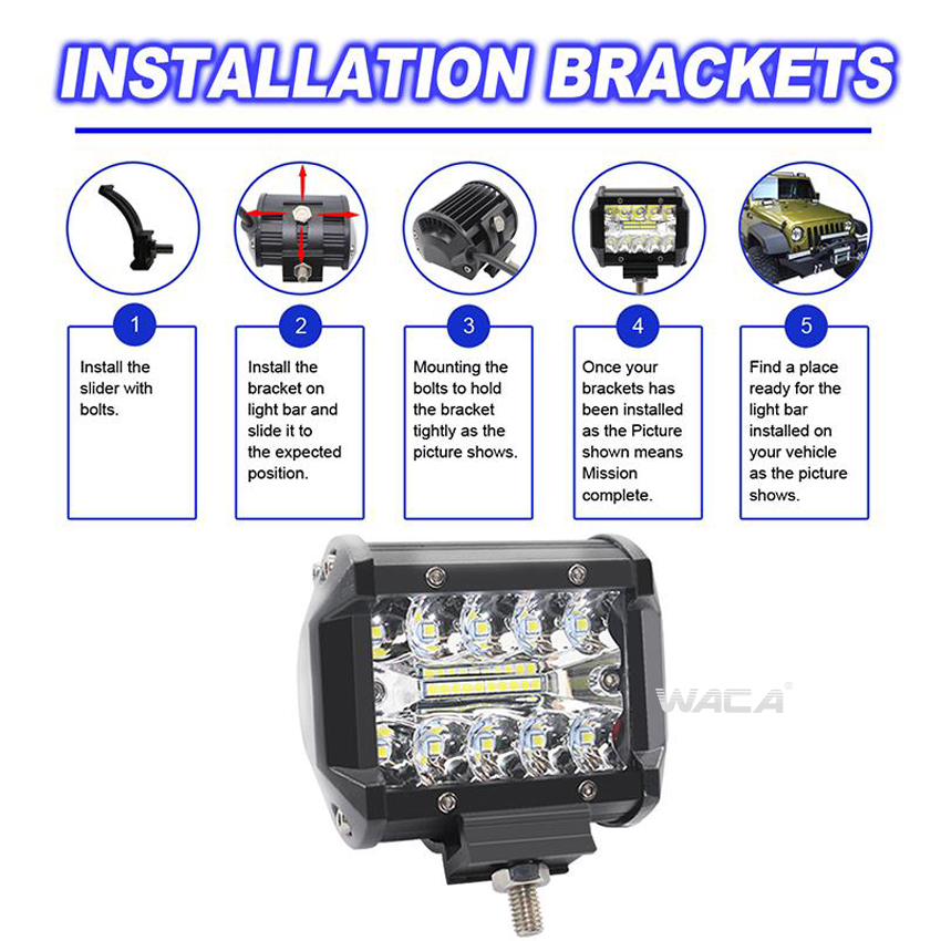 WACA LED 60W+60W ไฟสปอร์ตไลท์รถยนต์ ไฟหน้ารถ ไฟท้าย ไฟช่วยตัดหมอก สว่างมาก 12V-24V เเสงขาว(2pcs ...