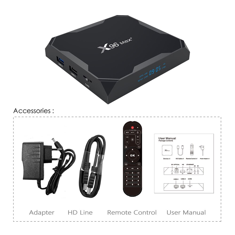 X96 MAX Plus Amlogic S905x3 Android 9.0 8K Video Decode TV Box 4GB/64GB ...