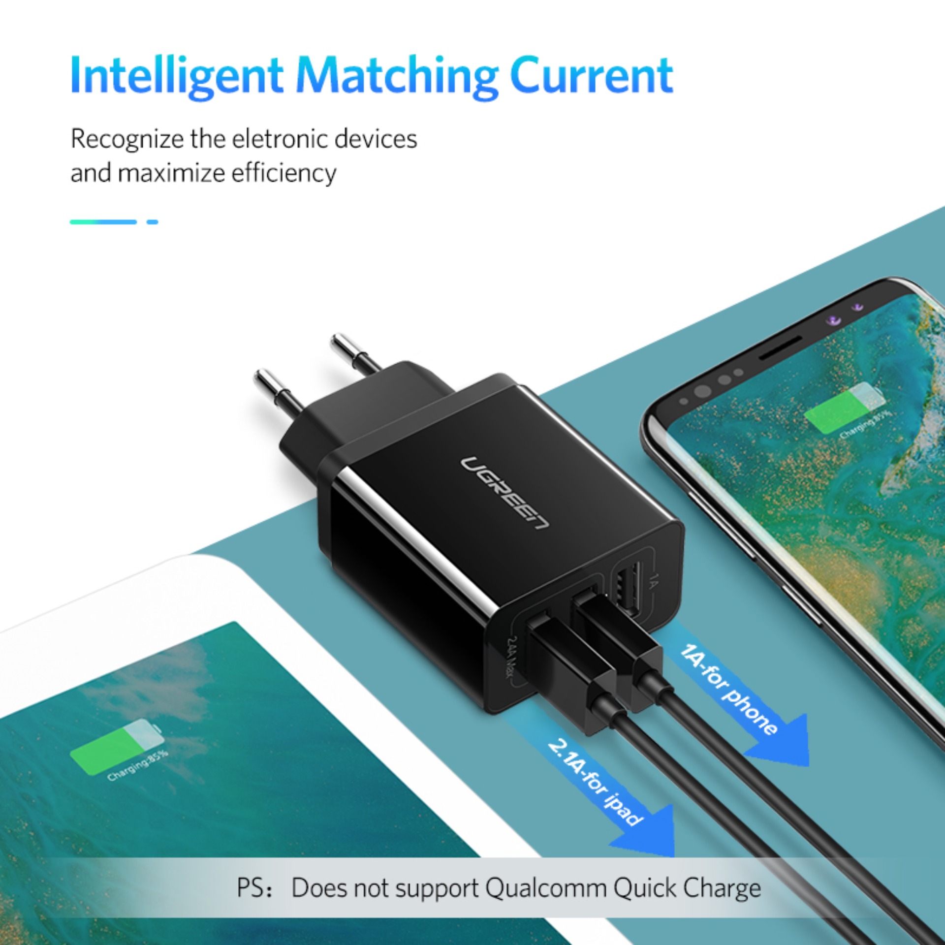 UGREEN Original Charger Three Ports USB Charger Cell Phone Fast Charger ...