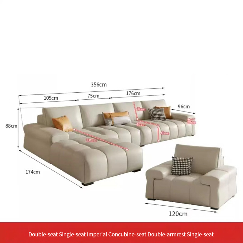 TATA HOME Leather Sofa Piano keys Luxury โซฟาหนังแท้ ทันสมัย Italian ...