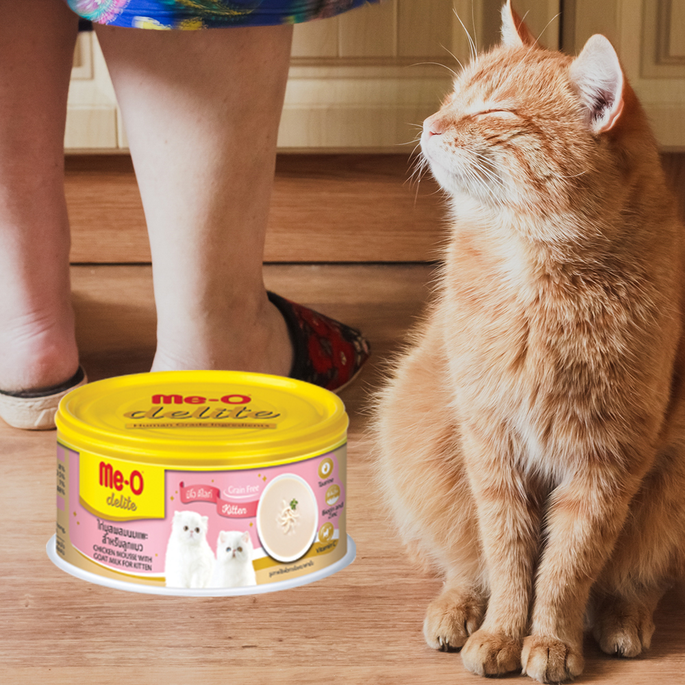 Me-O Meo Delight Chicken Mousse with Goat Milk Kitten Canned 80g (6 ...