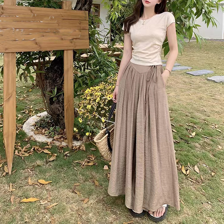 Luna shopกางเกงขากว้างกางเกงหลวมสบาย ๆ ผู้หญิงแฟชั่นเกาหลีผ้าพันแผล ...