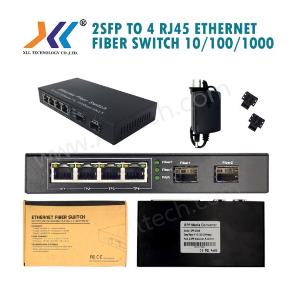 SFP 4 port Ethernet Fiber Switch 10/100/1000 - X Like - ThaiPick