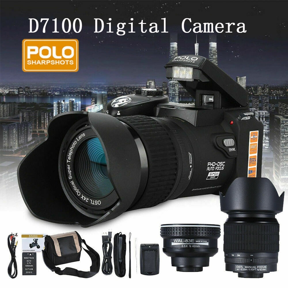 D7100 Camaras 2023 HD 33MP 3 LCD 24X ZOOM LED Digital DSLR Camera Photo ...