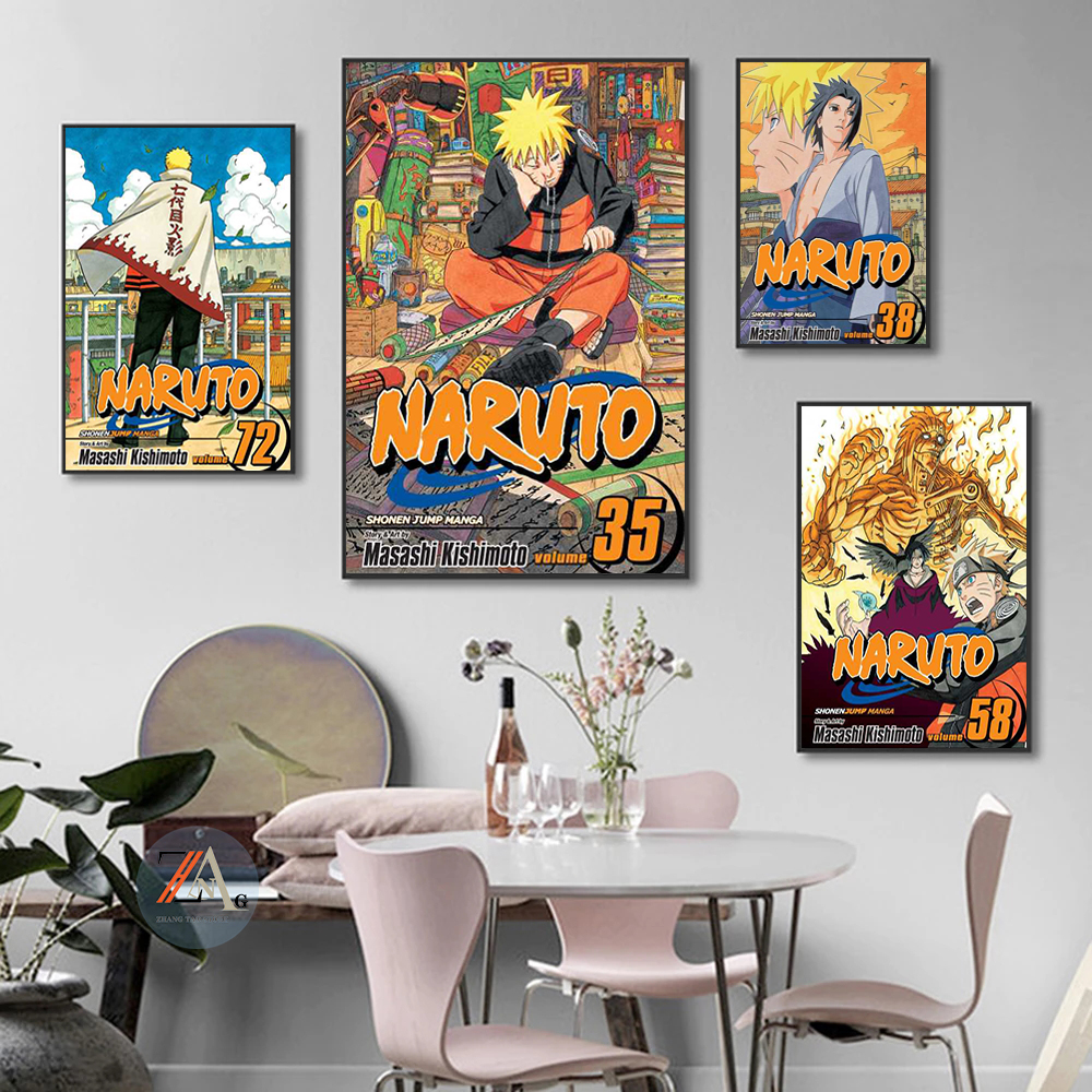 Naruto Anime Poster Retro Cover Konoha Village Sasuke Picture Canvas ...