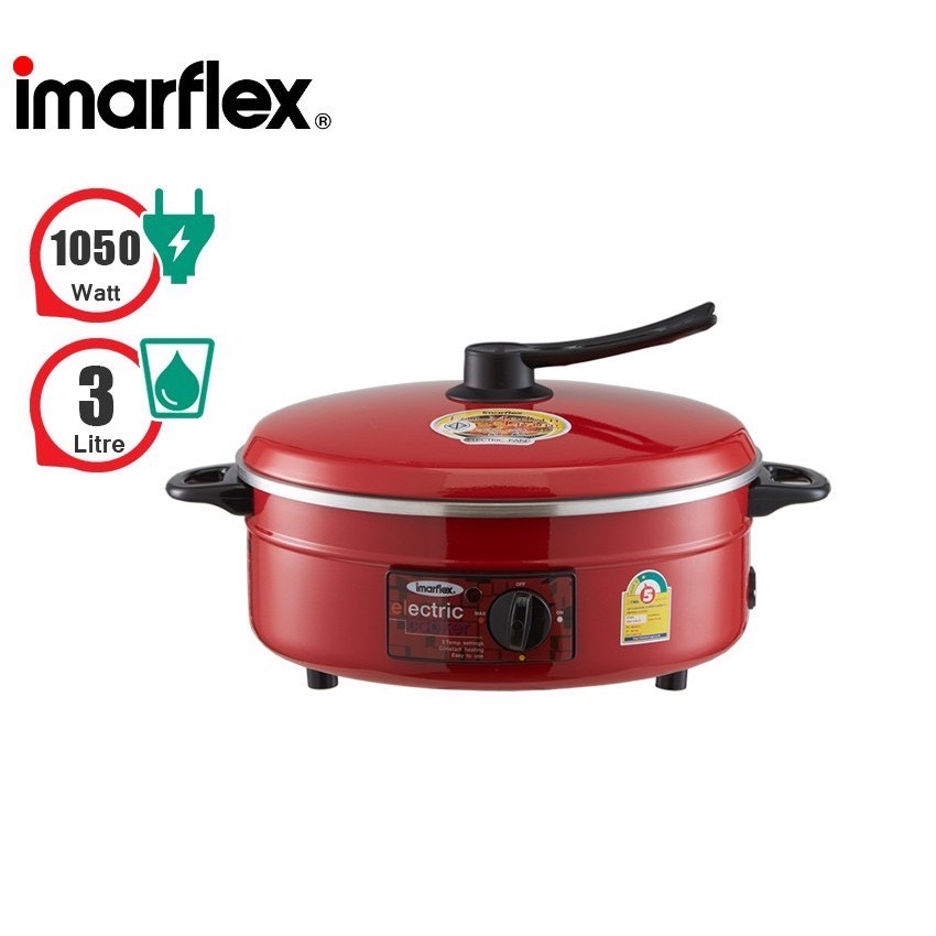 กระทะไฟฟ้า กระทะ ขนาด 12 นิ้ว ความจุ 3 ลิตร ต้มผัดแกงทอด ในหม้อเดียว Imarflex รุ่น MP-12Q ขนาด 3 ...