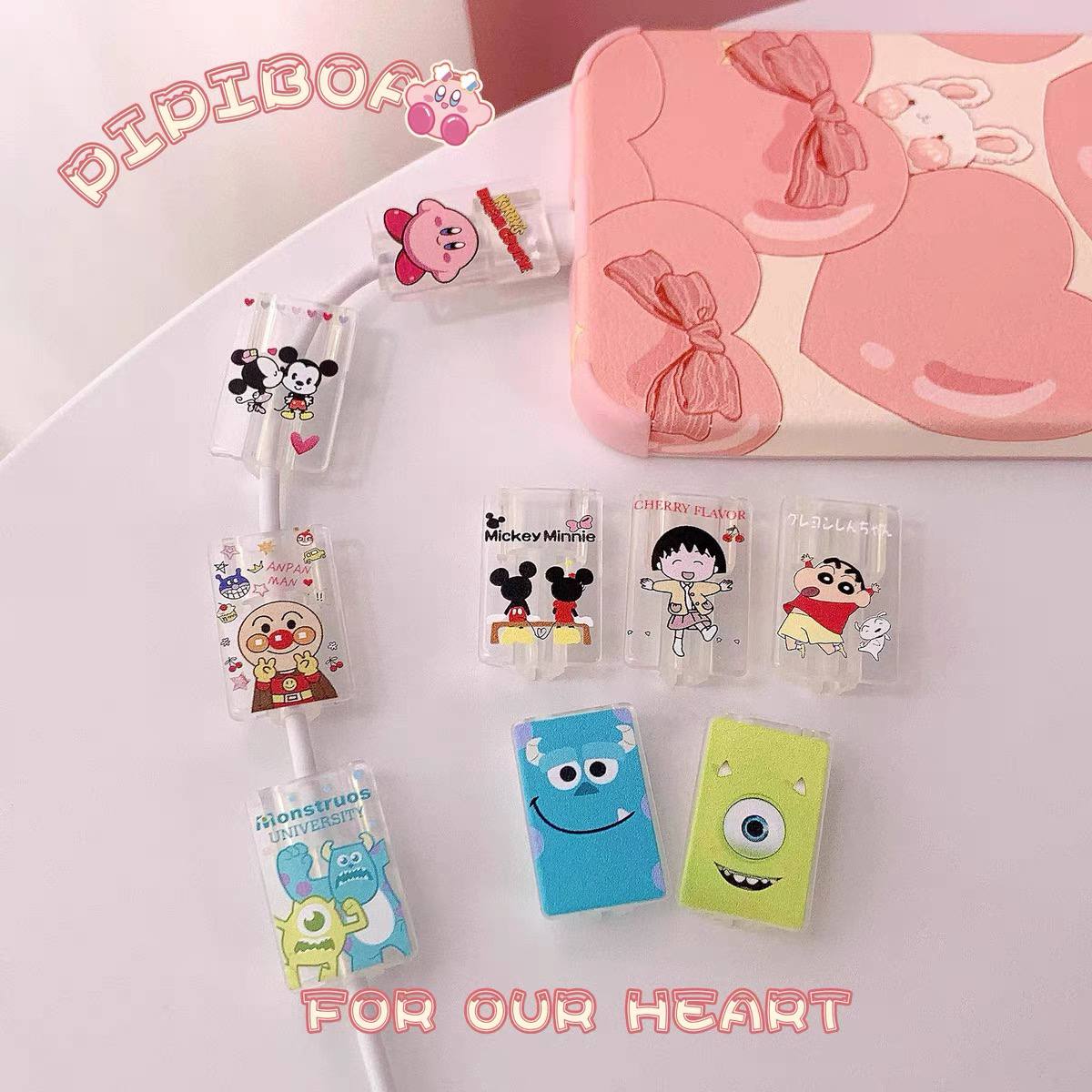 ตัวถนอมสายชาร์จ ใช้ได้กับทุกรุ่น แบบแบน อะคริลิคใส ลายการ์ตูน กันสายหัก USB Cable Bite - 66 ...