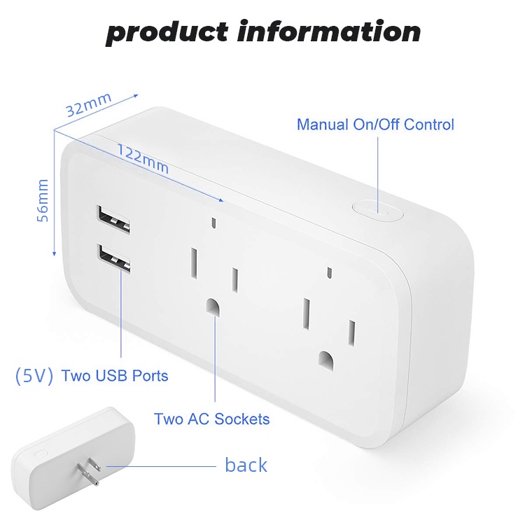 SMATRUL Tuya Wifi Smart Usb Socket Power Strip 16A US Plug Adapter ...