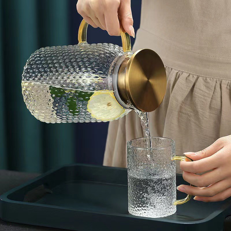 Glass Large-capacity Water Jug with Rice Grain Pattern Heating Glass ...