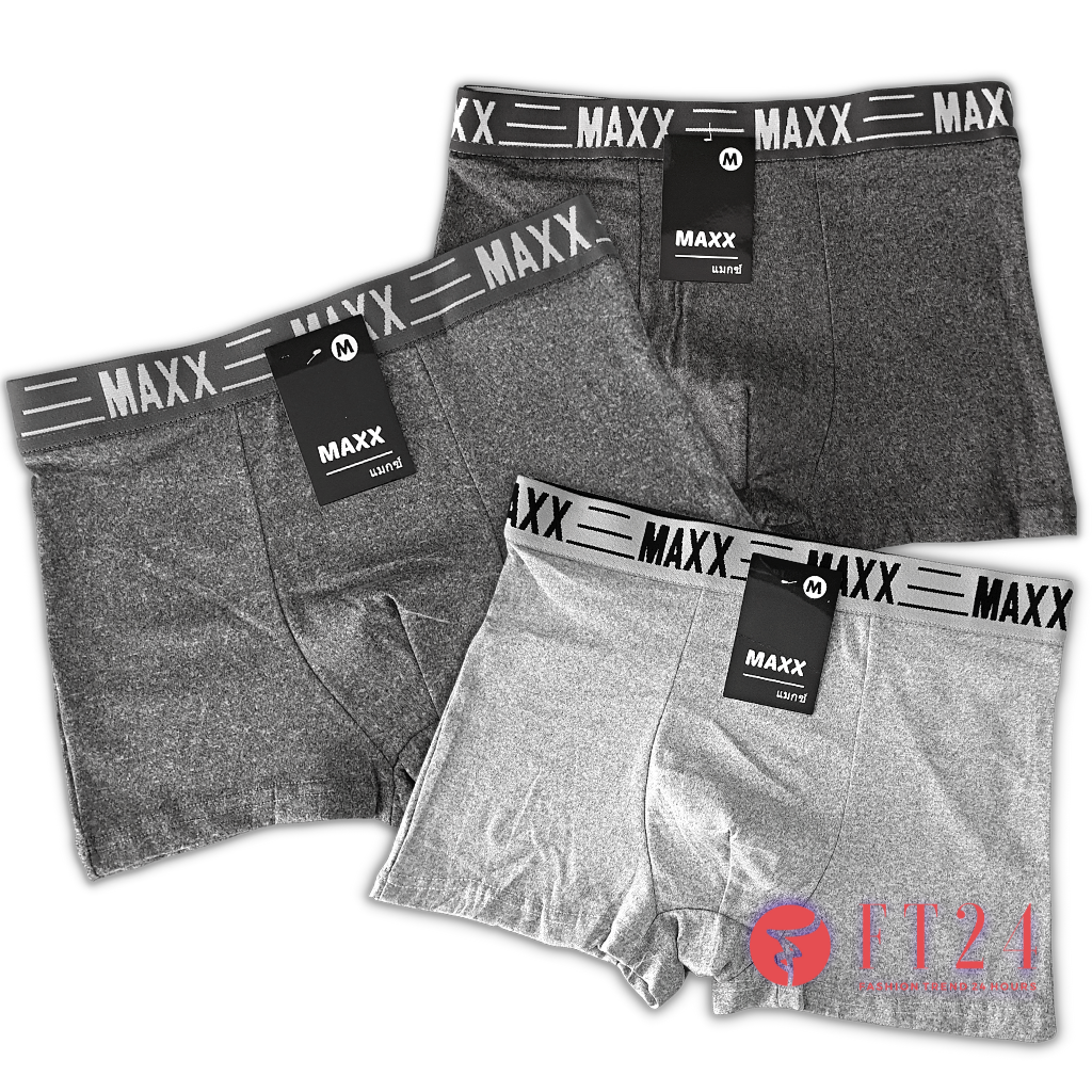 FT24.TH กางเกงในชาย MAXX กางเกงในยกแพ็ค 10 ตัว ผ้าคอตตอน สเปนเด็กซ์ สีเทาท็อปดราย คละสี แบรนด์ ...
