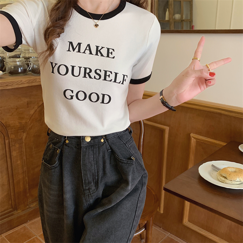 Gakki เสื้อยืดไหมพรมหญิงแขนสั้นผ้านิ่มใส่สบาย ฟรีไซส์ พร้อมส่ง 0592# | Lazada.co.th