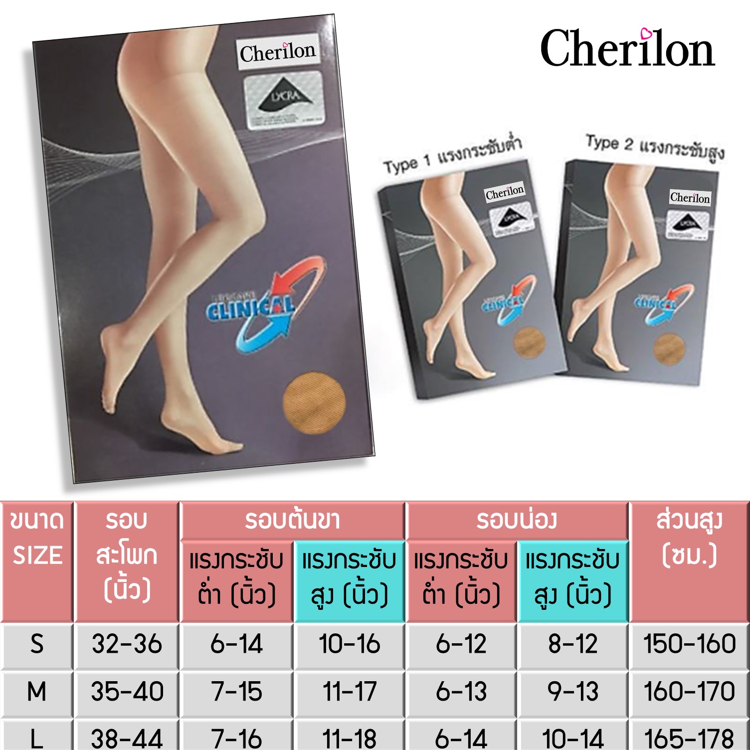 Cherilon ถุงน่อง เชอรีล่อน ถุงน่องเส้นเลือดขอด ช่วยมิให้ลุกลาม ลดเท้าบวม ปวดเมื่อย NSA-PHC1 NSA ...