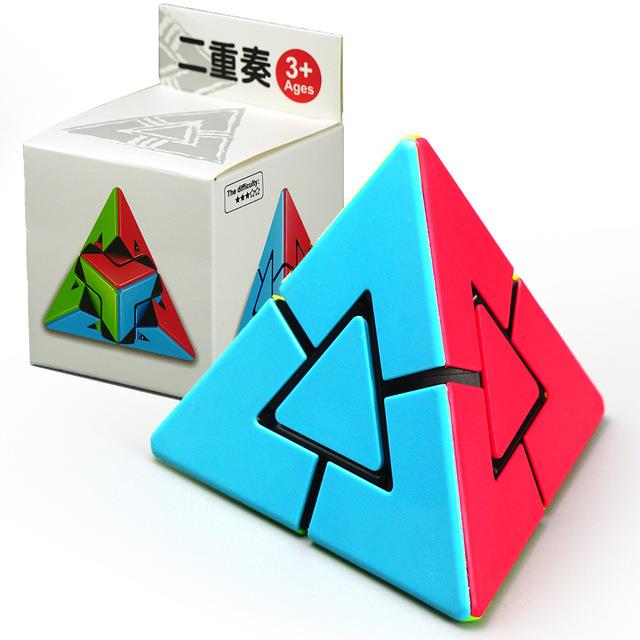 Fanxin Pyramid Duo 2x2 Strange Shape Pyramid Magic Cube Brain Teaser ...