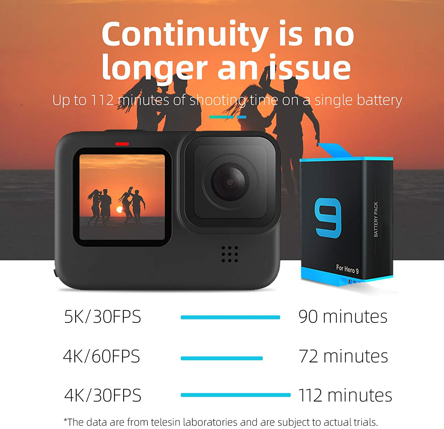 Qtech - แบตเตอรี่ กล้อง GoPro Hero 9 10 ความจุ 1800mAh - Rechargeable Battery Pack for GoPro ...