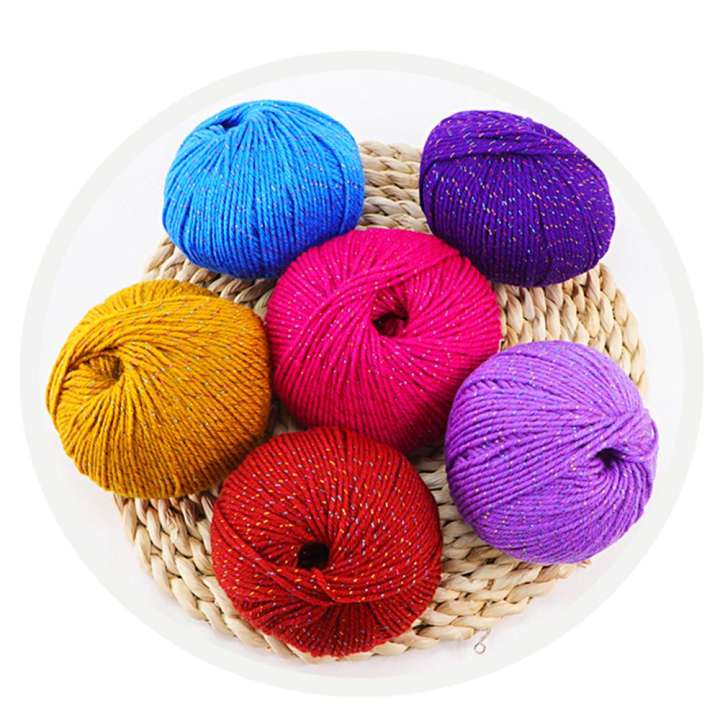 【COD&Ready Stock】50g Tinsel Acrylic Yarn Ball Gold Line Cake ...