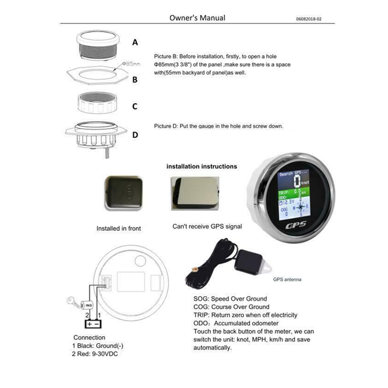 85mm Smart GPS Speedometer Waterproof TFT Screen Digital Tachometer ...