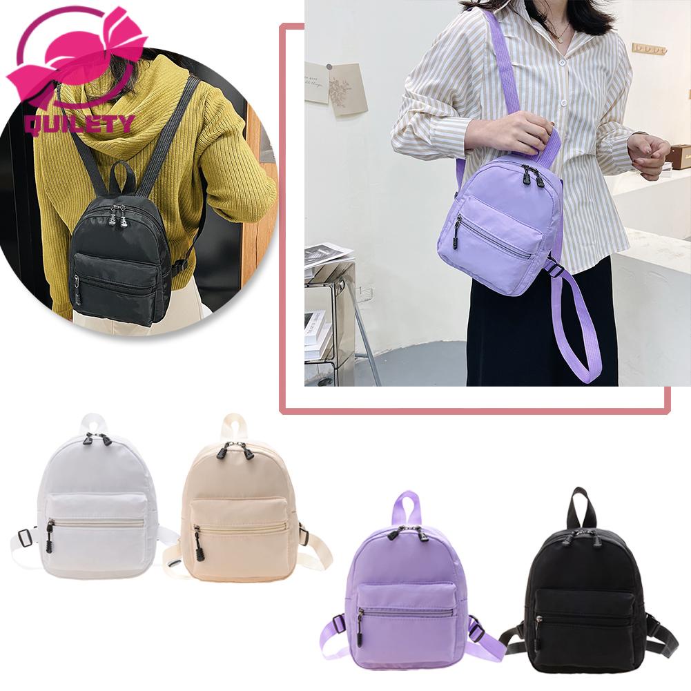 Fashion Women Solid Color Backpack Preppy Style School Nylon Mini ...