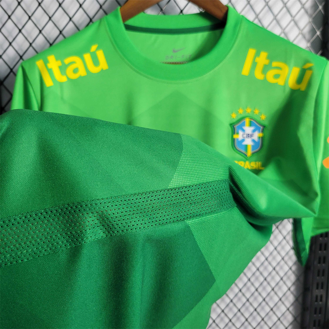 BRAZIL TRAINING GREEN 2324 KIT FULL SPONSOR FOOTBALL SHIRT SOCCER ...