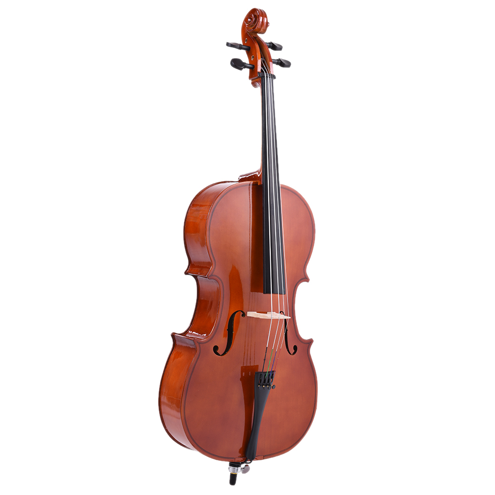 4/4 Full Size Wooden Cello Gloss Finish Basswood Face Board with Bow ...