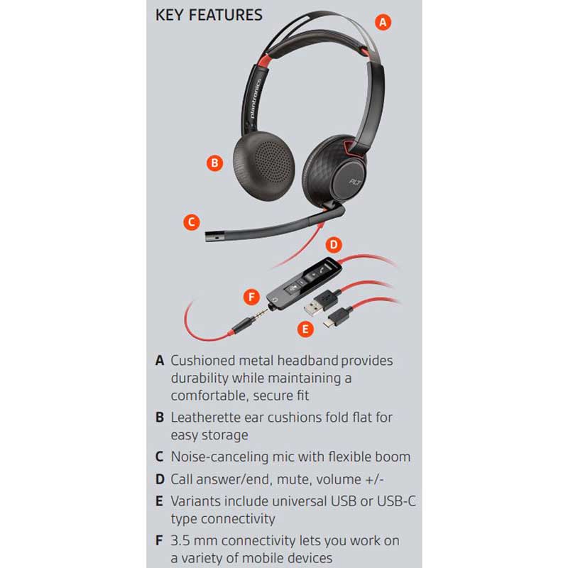 POLY BLACKWIRE 5210C5210 USB-C MONO USB HEADSET - Plantronics - ThaiPick