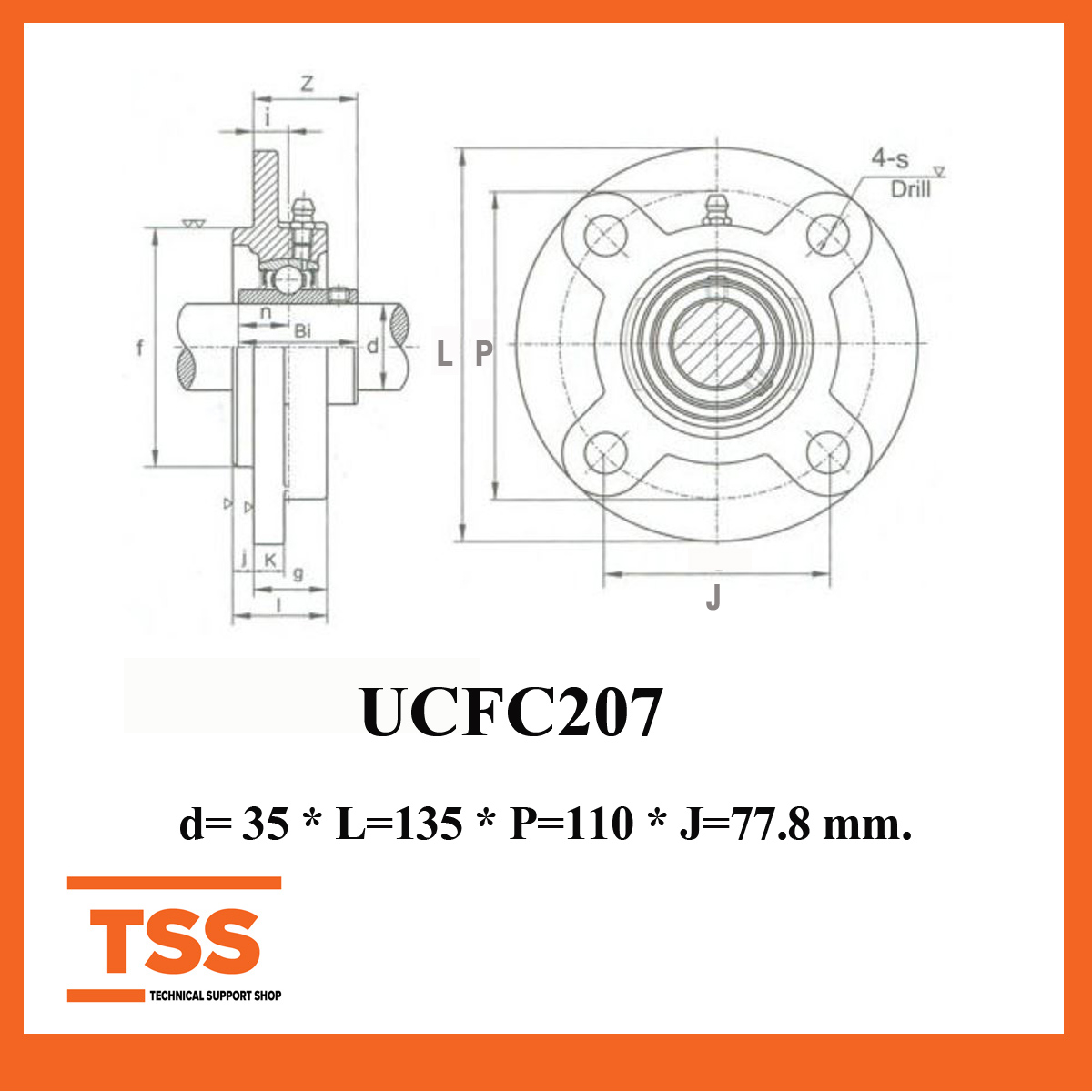 UCFC207 UBC ตลับลูกปืนตุ๊กตา UCFC 207 BEARING UNITS สำหรับงานอุตสาหกรรม ( เพลา 35 มม. ) UC207 ...