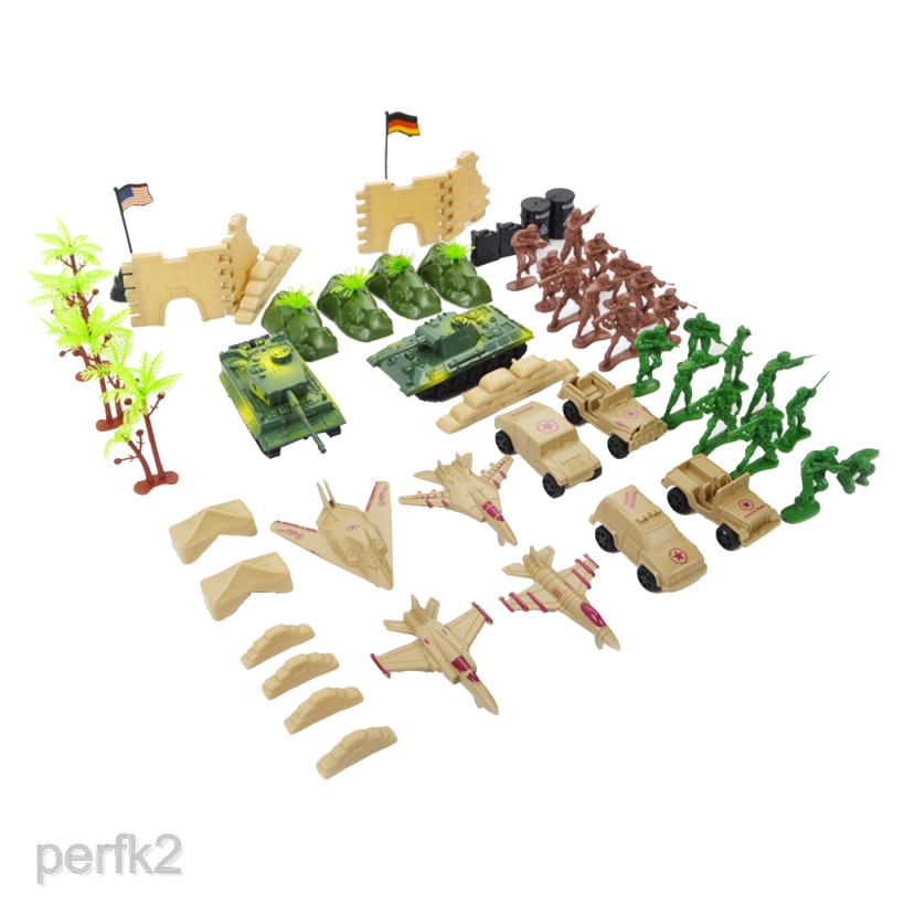 64pcs Military Soldiers Plaset Army Men Figures with Battlefield ...