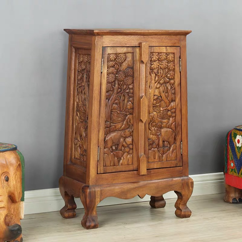 Genuine yak wood storage cabinet Cabinet carved wooden cabinet elephant ...