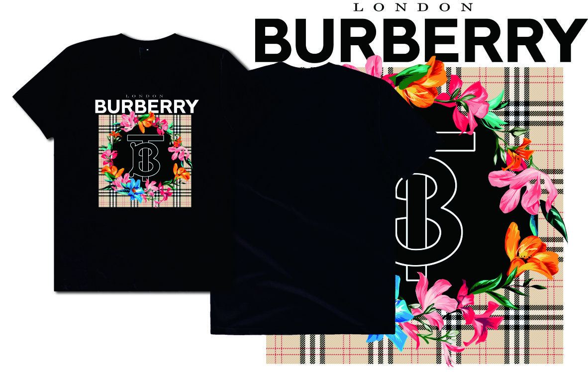 Original Burberry_Angelกามเทพร่มลายสก๊อตเสื้อยืดพิมพ์ลายแขนสั้นBurberry ...