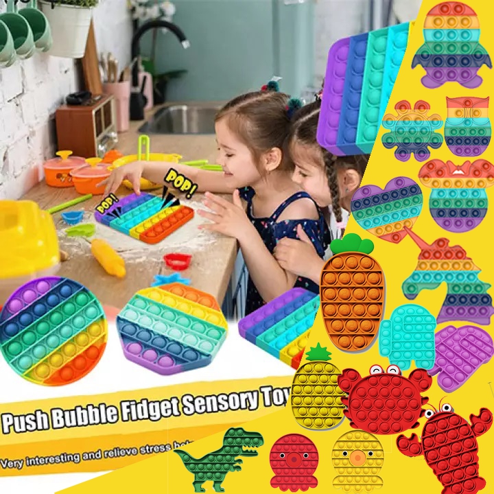 COD 1x Pop It Fidget Toy Push Bubble Fidget Sensory Toy Among US shape ...