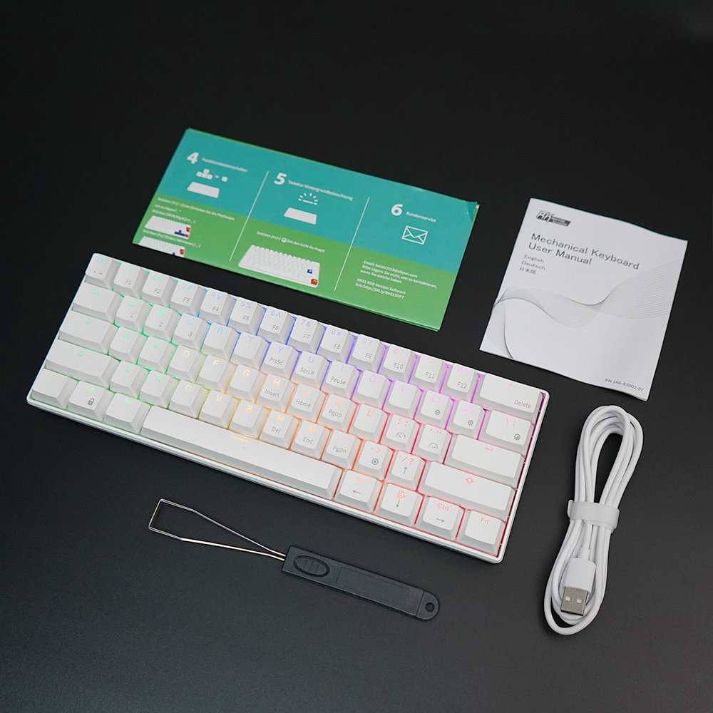 RK61 Royal Kludge แป้นพิมพ์เครื่องกล Bluetooth 3.0 และ USB-C Dual Mode 61 คีย์ RGB Backlit ...