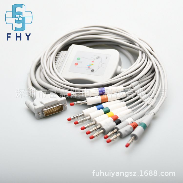 เข้ากันได้กับ Schiller AT1 AT10 AT3 10 นำเครื่อง ECG ลวดตะกั่ว 4.0 ...