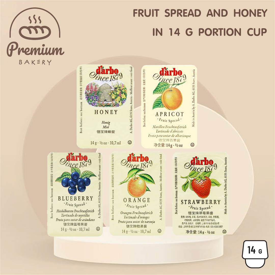 DARBO FINCE 1879 FRUIT SPREAD AND HONEY IN 14G PORTION CUP 140 PCSBOX - พรีเมี่ยม เบเกอรี่ ...