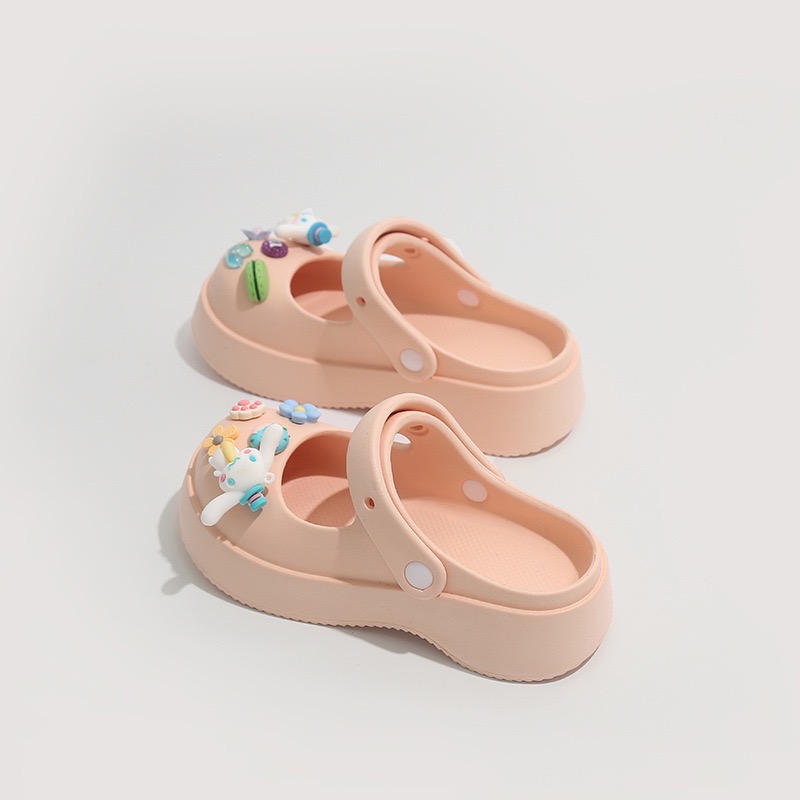 vivi.an รองเท้าเสริมส้น รองเท้าแตะติดตุ๊กตา มีสายรัดส้น พื้นยาง วัสดุ ...